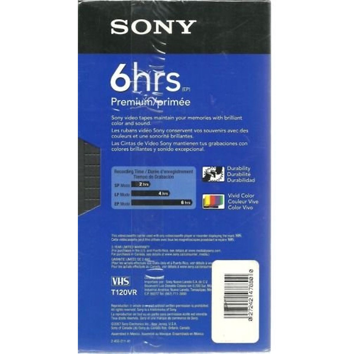 Sony VHS T-120 Standard Grade 5 Pack 6 Hour Tapes High Durability