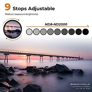 K&F Concept 82mm Variable Neutral Density Filter ND8-ND2000 (3-11stop) Waterproof Adjustable ND Lens Filter with 24 Multi-Layer Coatings for Camera Lens (D-Series)