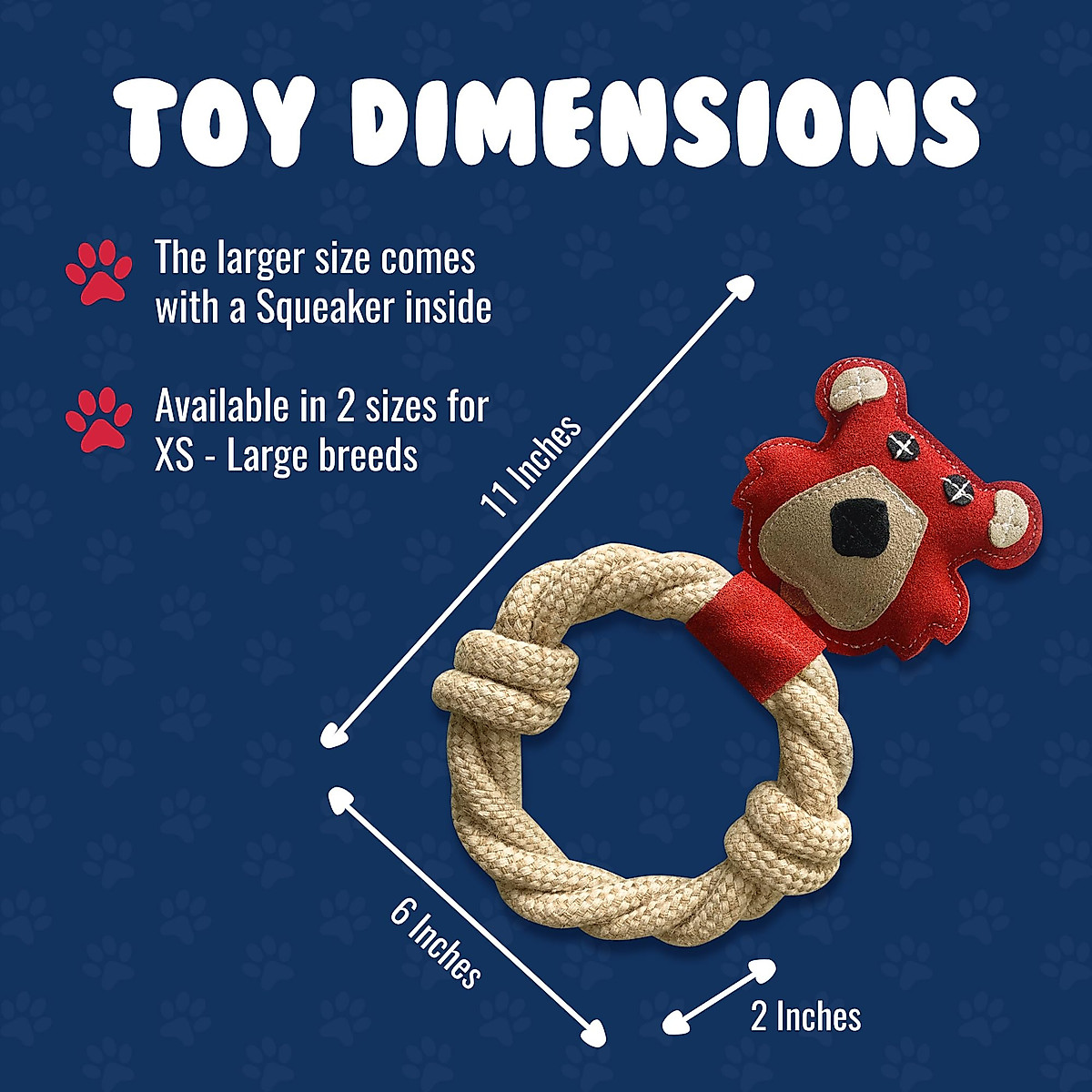 Angel Pet Supplies Bear Natural Rope Dog Toy | Handmade & Durable Dog Toys | Interactive Play & Mental Stimulation | Handmade Puppy Toys and Dog Toys