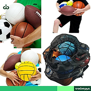 VVWAYSE Ball Storage Mesh Soccer Ball Bag Holder Heavy Duty Drawstring Bags Team Work for Basketball, Volleyball, Baseball, Swimming Gear With Shoulder Strap, Large Mesh Bags With Zipper