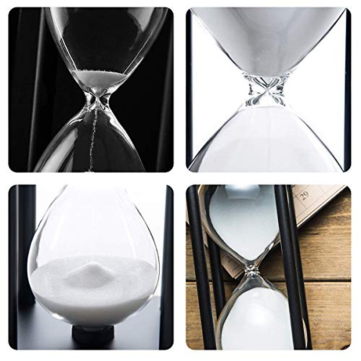 Hourglass Timer 30/60 Minutes Wood Sand Hourglass Clock for Creative Gifts Room Decor Office Kitchen Decor Birthday (30 min, White)