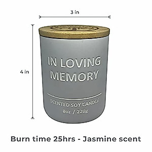 Sympathy Memorial Candle for Loss of Loved one. Natural Soy Wax Jasmine Scent Candle with Tree of Life lid. Remembrance Candle Gift Boxed with Card to Write a Personal Message of Condolence.