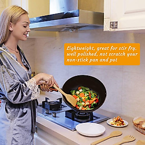 Zhuoyue Kitchen Cooking Utensils Set, 6 Pcs Bamboo Wooden Spoons & Spatula Kitchen Cooking Tools for Nonstick Cookware and Wok