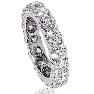 Pompeii3 14k White Gold 5Ct TW Round-Cut Natural Diamond Eternity Ring Round-Cut Wedding Band Women's Anniversary Band