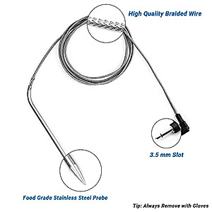 Stanbroil Meat BBQ Probe Replacement for Camp Chef Pellet Grills, Stainless Steel Braided Cable Withstand High Temperature