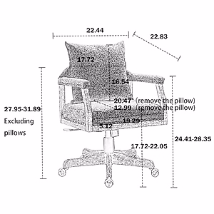 LuxyHoom Home Office Chair, Computer Desk Chair with Arms, Pillow, Teddy Fabric Gaming Chair for Desk, Comfy Wide Desk Chair with Wheels for Home Office, Bedroom,Study Room, Reading Room, Black