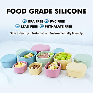 Anatole Silicone Food Storage Containers Set of 3 Lunch Box Bento with Lids BPA Free Dishwasher Microwave Oven Freezer Safe (6.7oz, 10oz, 20oz) Green