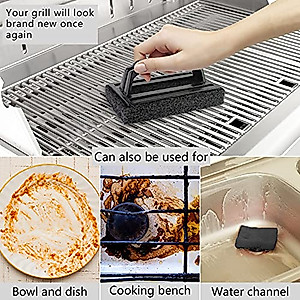 Griddle Cleaning Kit 8 Pcs, Grill Accessories Cleaner Tool Set-1 Stainless Steel 6" Scraper, 2 Scouring Pads,1 Scouring Pads with Handle, 2 Cleaning Bricks, 1 Pan Scraper