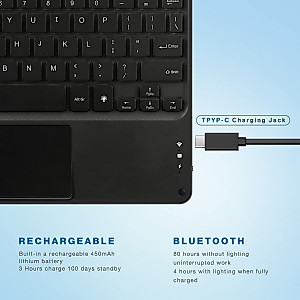 Bluetooth Keyboard with Touchpad Compatible with iOS/Android Windows, Ultra Slim 7-Colors Backlit Keyboard, Build in Trackpad Wireless Keyboard for iPhone/IPad/IPad Pro/Mac, Samsung Tablets, Laptop
