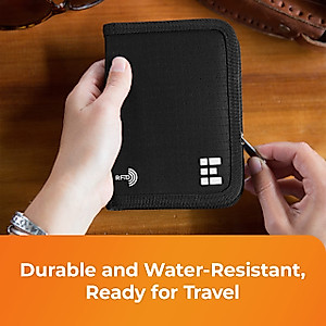 Passport Holder & Travel Wallet with RFID Blocking - Premium Document Organizer Case for Men and Women - Holds Passports, Cards, Tickets, ID, Cash - Compact Zippered Wallet - Midnight