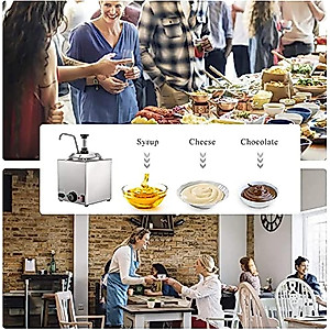 ANSNAL Cheese Dispenser with Heated Pump,2.5L Commercial Hot Fudge Warmer,800W Stainless Steel Sauce Warmer Pump Dispenser,for Hot Fudge Cheese Caramel,Temperature Control 30℃-110℃