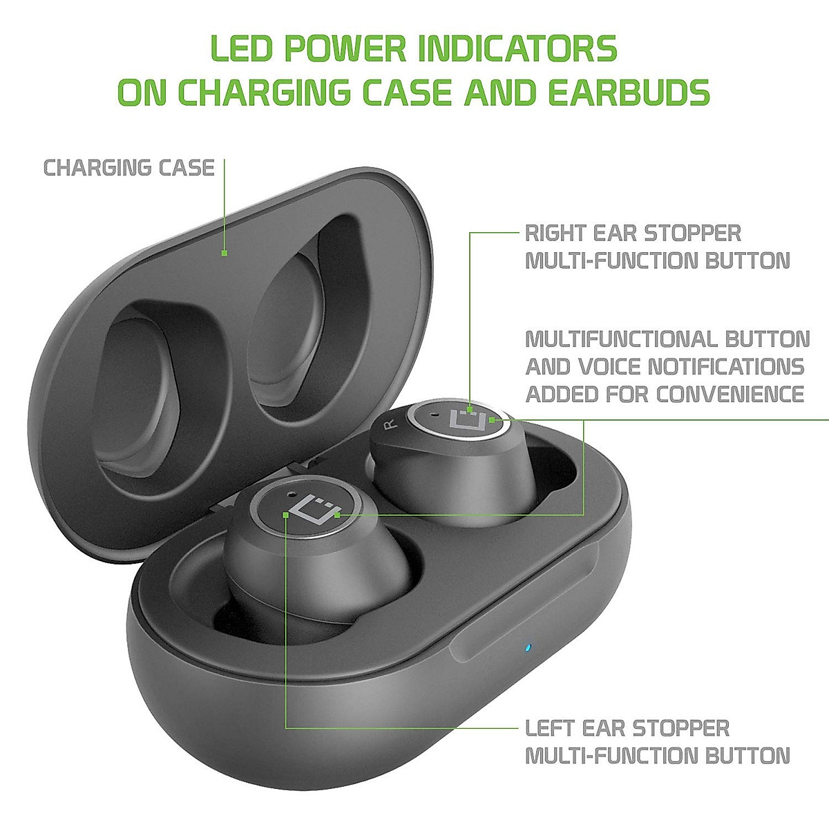 Wireless V5 Bluetooth Earbuds Compatible with Alcatel 4013M with Charging case for in Ear Headphones. (V5.0 Black)