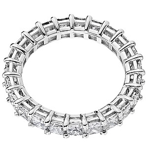 PAVOI 14K Gold Plated White Gold Ring for Women | Princes Cut Stackable Ring for Women | Eternity Ring | 3x3mm Sq. Cubic AAAAA Zirconia | Size 8 | White Gold