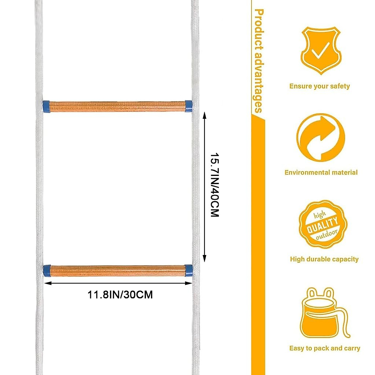 RIEJIN Emergency Fire Escape Ladder with 2 Hook, Strong Flame Resist Ladder for Kids Adult Emergency Escape, Fast to Deploy for Home Window Balcony(164FT/50M)