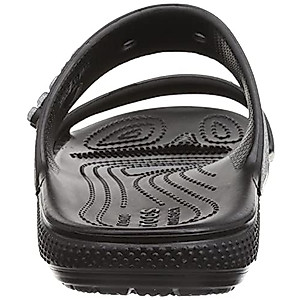 Crocs Unisex Classic Graphic Two-Strap Slide Sandals, Black/Black, 9 US Women