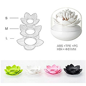 MaxS Lotus Cotton Swab Holder Small Toothpicks Q-tips Storage Organizer Canister Jar for Swabs Cosmetic Pads - White
