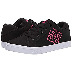 DC girls Chelsea Skate Shoe, Black/Pink Stencil, 12 Little Kid US