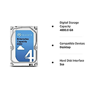 Seagate Enterprise Capacity 3.5 | ST4000NM0035 | 4TB 7.2K RPM 128MB Cache 3.5in SATA 6Gb/s | 512n | FIPS 140-2 | Enterprise Internal Hard Disk Drive (Renewed)