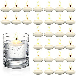30 Pcs 1.5'' Unscented Valentine's Day Floating Candles Floating Candles for Centerpieces Floating Warm Tealights Candles Floating Candles for Wedding Party Valentine's Day Party Decoration (White)