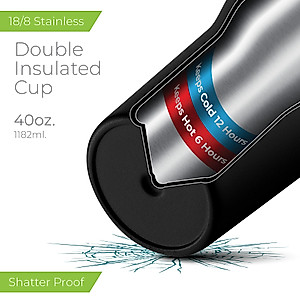 SIPX™ Insulated Tumbler With Lid And Straw, 40oz. Tumbler With Handle Keeps Cold 12 Hours, Water Bottle Thermos With Lid, BPA-Free Reusable Insulated Coffee Tumblers, Travel Mug Great For Beach Party