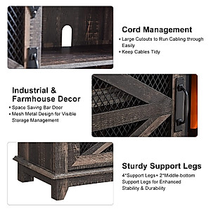 OKD Fireplace TV Stand for 70 75 Inch TV, Industrial & Farmhouse Entertainment Center with Sliding Barn Door & 23" Electric Fireplace, Rustic Media Console Cabinet for Living Room, Dark Rustic Oak