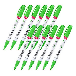 Sharpie Oil-Based Paint Marker, Fine Point, Lime Green Ink, Pack of 12