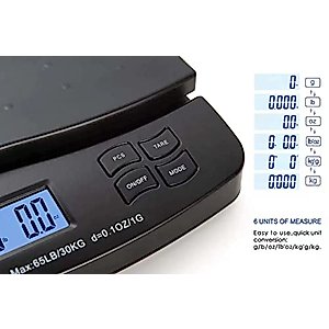 Amazon Basics Digital Postal Table Top Scale - AC Adapter, Counting Function, 65 Pound Capacity, 0.1 Ounce Readability
