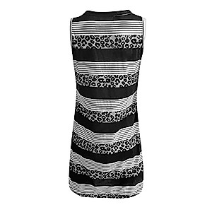WYTong Women's Casual Dresses Sleeveless Striped Print Dress V Neckline Summer Dresses(Gray,Small)