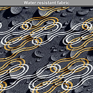 Ambesonne Abstract Fabric by The Yard, Pattern with Interlacing Lines Knots Modern Twisted Tangled Design, Decorative Fabric for Upholstery and Home Accents, 1 Yard, Dark Blue Marigold White