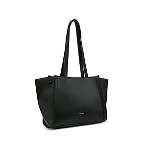 Pixie Mood Valentina 13.5 x 9 Vegan Leather Expandable Small Tote Bag, Black