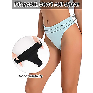 PSEFNAGX Women's High Waist Breathable Seamless Sport Ribbed Cotton Thong Panties Size 3XLarge