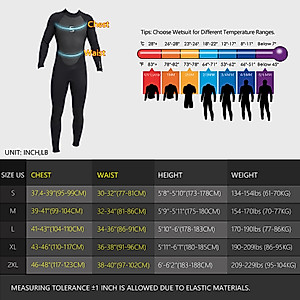 Dizokizo Wetsuit Men 3mm Neoprene Long Sleeves Full Wetsuit for Diving Surfing Kayaking Snorkeling