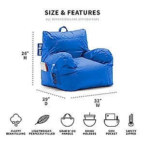 Big Joe Dorm Bean Bag Chair with Drink Holder and Pocket, Sapphire Smartmax, 3ft & Dorm Bean Bag Chair with Drink Holder and Pocket, Two Tone Red Smartmax, 3ft
