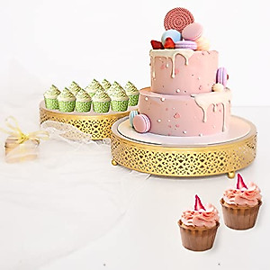Beingreat 3-Piece Cake Stands Set, Round Metal Cake Stands Dessert Display Cupcake Stands for Birthday Wedding Anniversary Party Gold (8” 10” 12”)