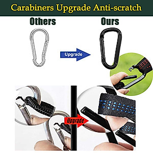 Purjoy Camping Hammock Single & Double Portable Hammocks with 2 Tree Straps (18 Loops/13.2 Ft Total),Lightweight Nylon Parachute Hammocks for Travel,Beach,Backyard,Patio,Hiking(LightBlue/DarkBlue1)