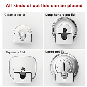 Wall Mounted Pot Lid Holders, MOPMS Cabinet Door Lid Organizer Pot Hangers with Adjustable Hooks for Kitchen Wall Mount, Pot Lid Rack Rest Stand