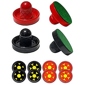 Joovon Air Hockey Pucks and Paddles, Non-Slip Strikers and Dynamic Air Hockey Pucks,Air Hockey Paddles for Adults and Kids,Replacement Accessories for Air Hockey Tables (Red and Black)