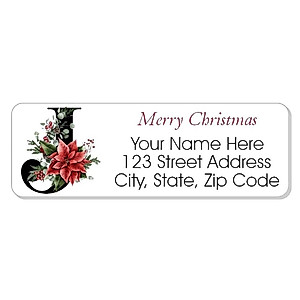 60 Personalized Merry Christmas 3/4" x 2.25" Return Address Labels Stickers Monogrammed