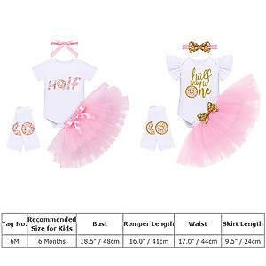 IBTOM CASTLE Newborn Toddler Baby Kid Girls Big Sister Outfits Clothing Set 1st Birthday Donut Letter Print Party Dress up 4Pcs Photo Cake Smash Formal Suit Donut Gold-half way to one 6 Months