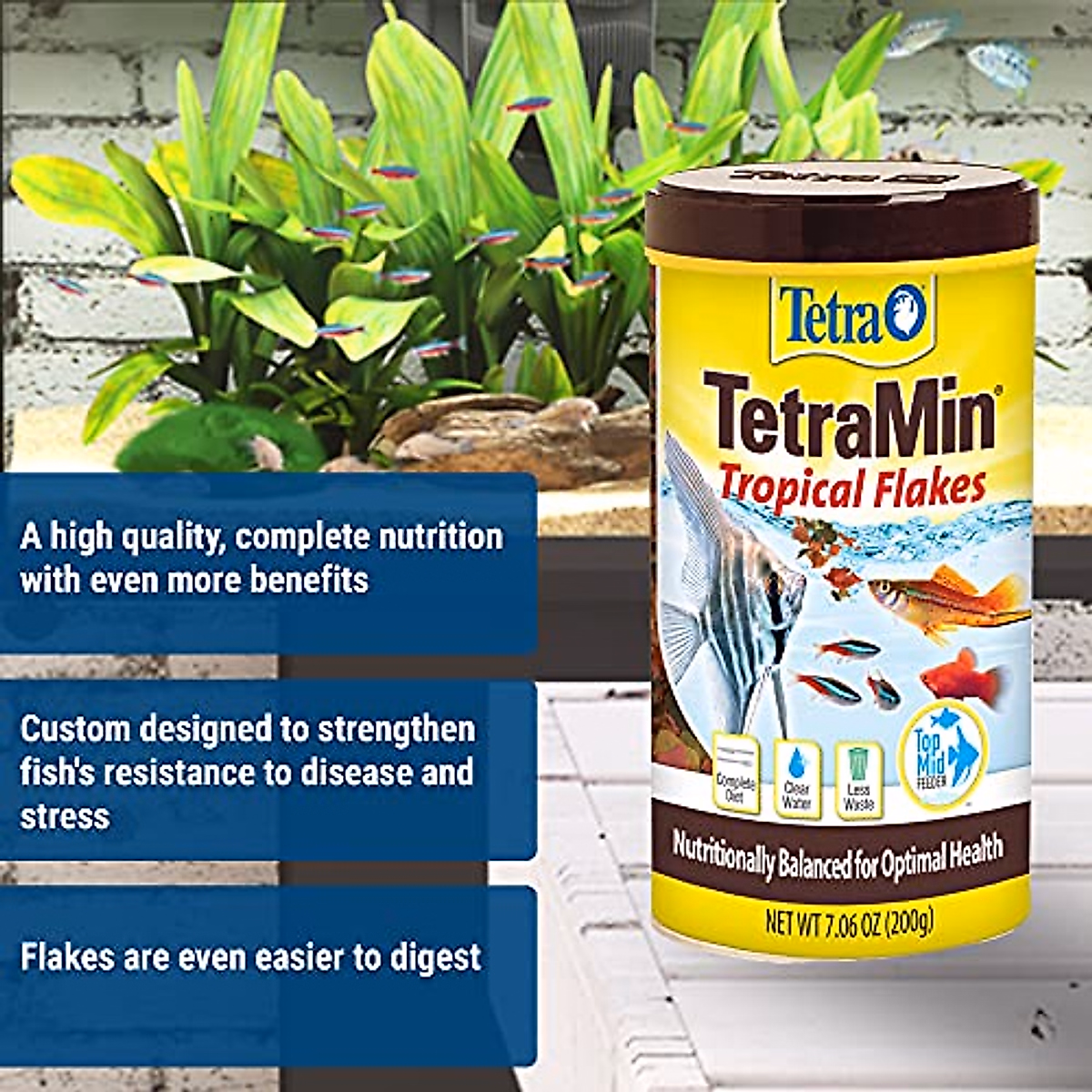 Tetra 16106 Min Tropical Flakes, Nutritionally Balanced Fish Food, 7.06-Ounce