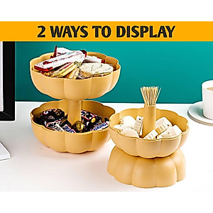 Large and Small Candy Jar Set, Plastic Pumpkin Jar with Cover Thanksgiving Decor Pumpkin Candy Dish with Lid Pumpkin Candy Bowl Fall Decorative Vintage Food Snacks Storage Container for Sugar Cookie