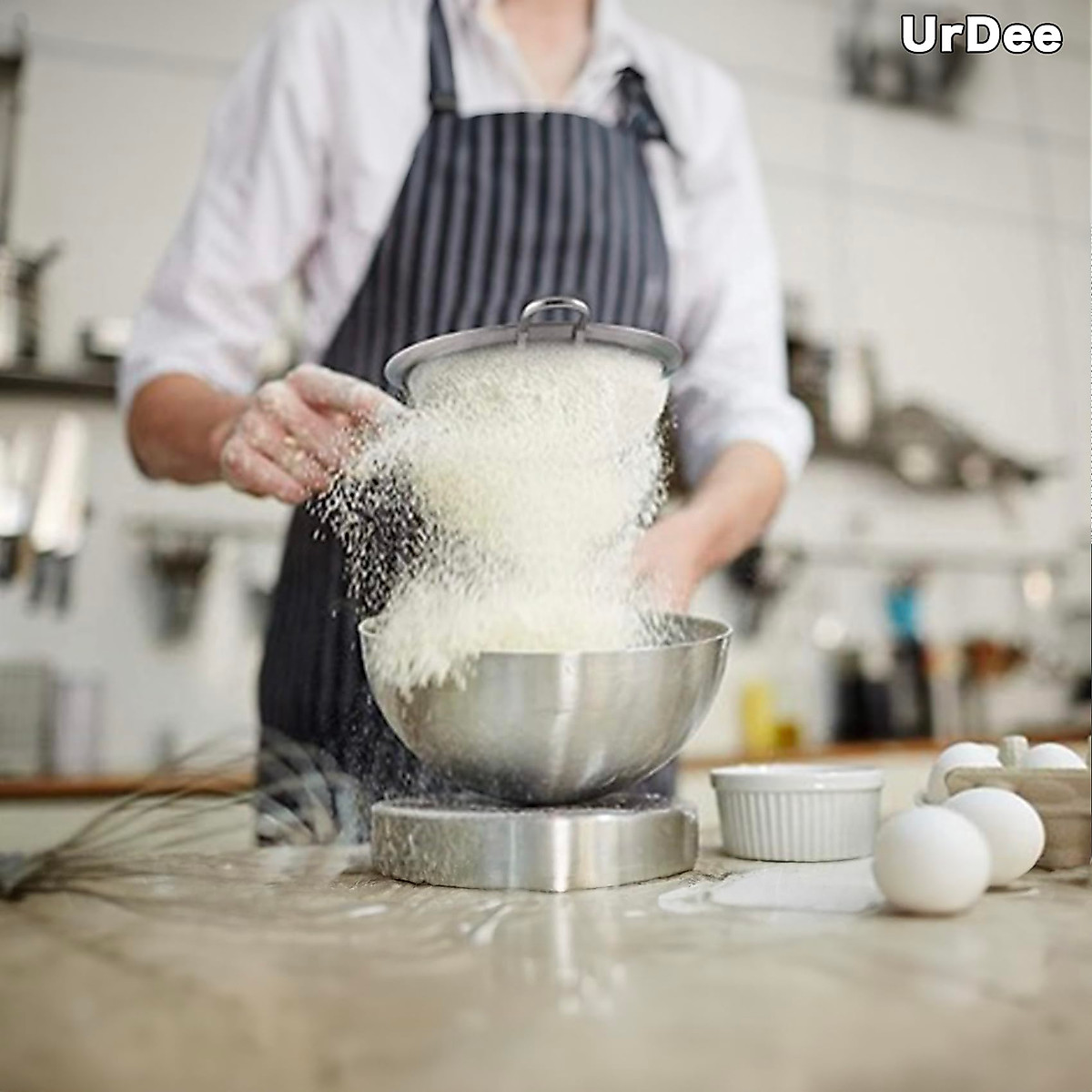 UrDee Stainless Steel Kitchen Metal Food Strainers Effective Cone Shaped Cocktail Strainer For Cocktails, Tea Herbs, Coffee & Drinks - Sieve Fine Mesh Stainless Steel for Rice, Quinoa, Pasta, Fruit