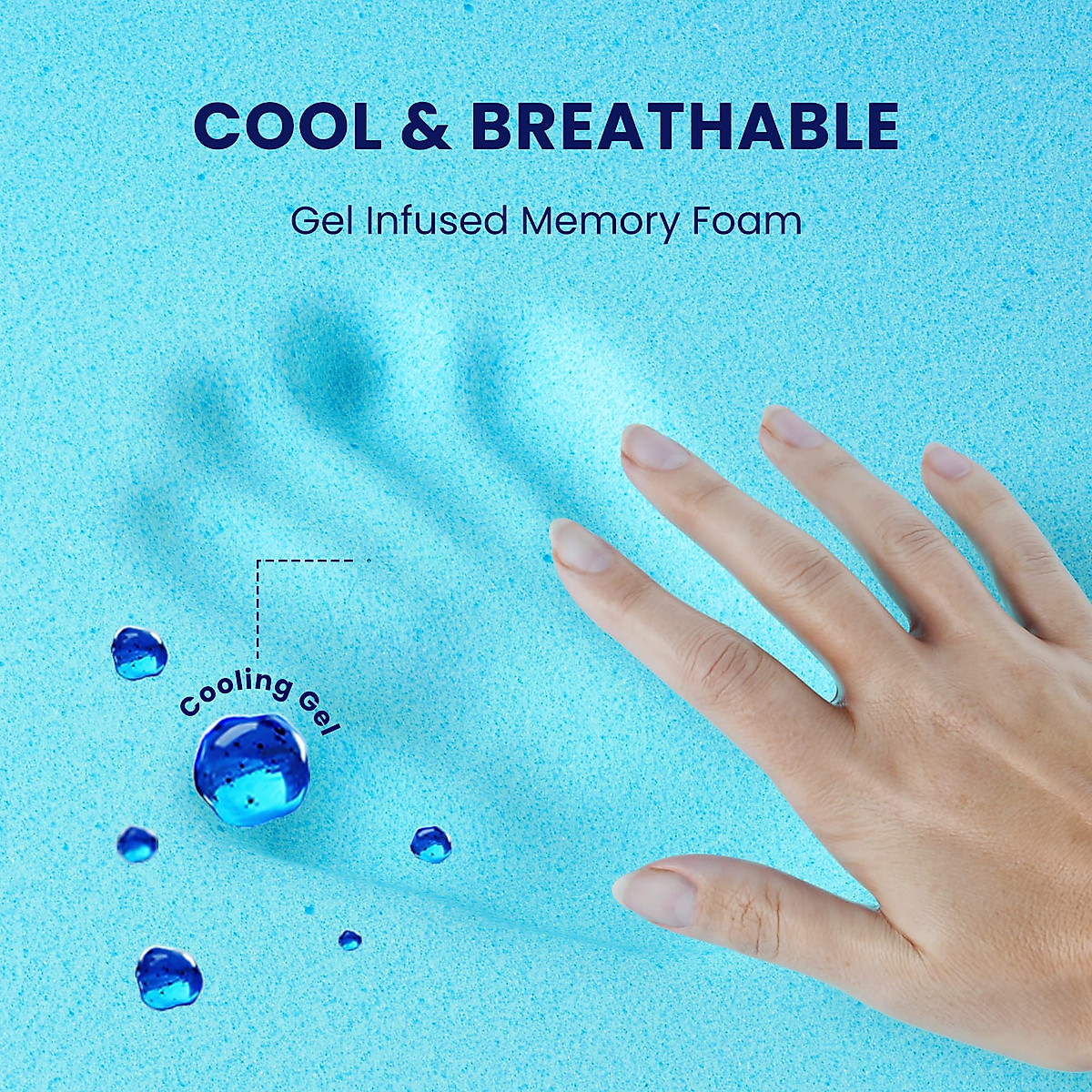 SLEEP ZONE 2 Inch Full Mattress Topper Cooling Gel Memory Foam with Adjust Straps & Zippered Cool-to-The-Touch Cover, Full