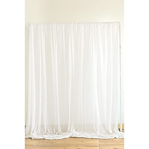Lookein White Sheer Curtains 120 Inches Long Wrinkle-Free Curtains for Backdrop Window Curtains for Bedroom Party Wedding