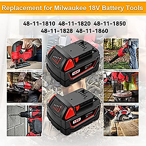 LUMSING 4Pack 6.0Ah Replacement for Milwaukee 48-11-1865 M-18 18-Volt Lithium-Ion High Output Battery……