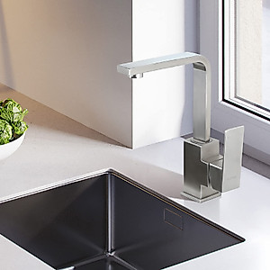 WOWOW Bar Faucets Stainless Steel Modern Bar Sink Faucet Single Hole Prep Kitchen Faucet Brushed Nickel Single Handle Lavatory Sink Faucet Mixer Small Kitchen Tap