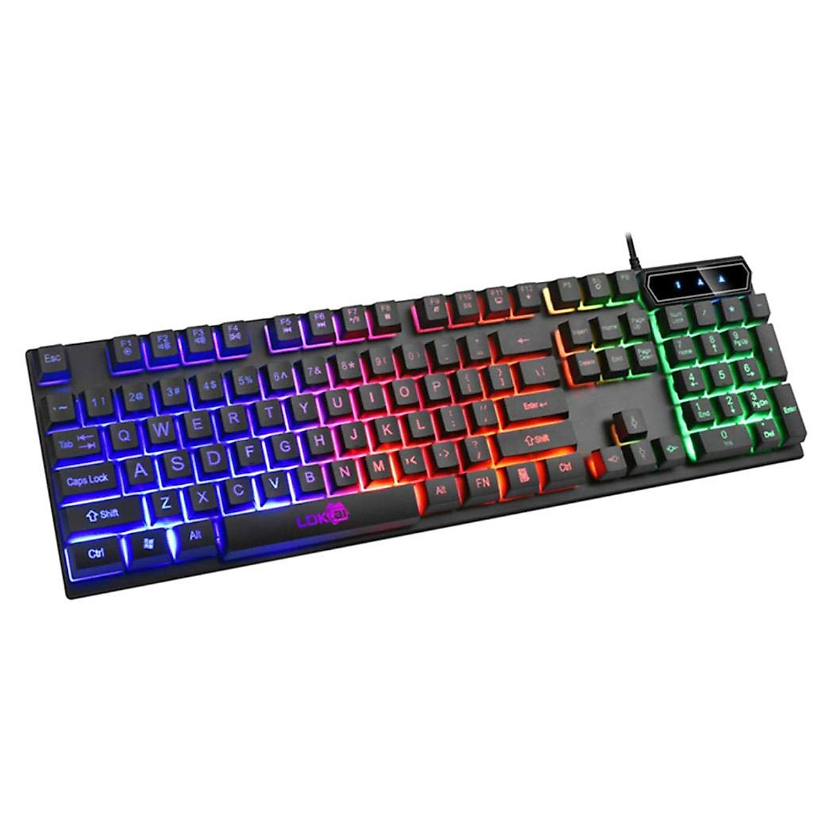 AUSPUM Computer Gaming Keyboard 104keys Colorful Crack LED Illuminated Backlit USB Wired PC Rainbow Gaming Keyboard Waterproof