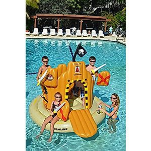 Swimline Pirate Island Pool Float , Black , 82 x 82 62