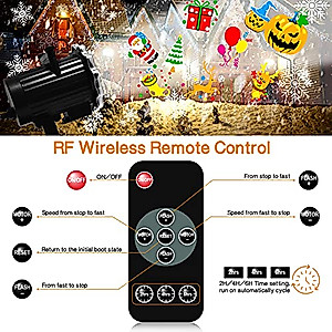 Christmas Projector Lights Outdoor, MOSSNDAR Waterproof Snowflake Projector with 64 HD Cartoons, Light Projector with Remote Control for Christmas Decorations Multiple Holidays Party Garden Landscape
