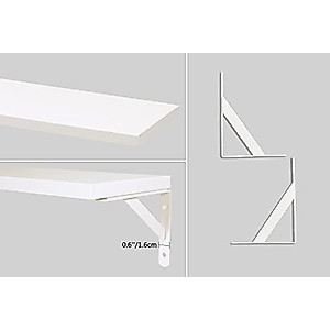 Forestgift Floating Shelves White with Bracket Wall-Mounted Floating Shelves, Display Plant, Book, Spices, Towels for Bathroom, Living Room, Bedroom, Kitchen, 16 Inch, Set of 2